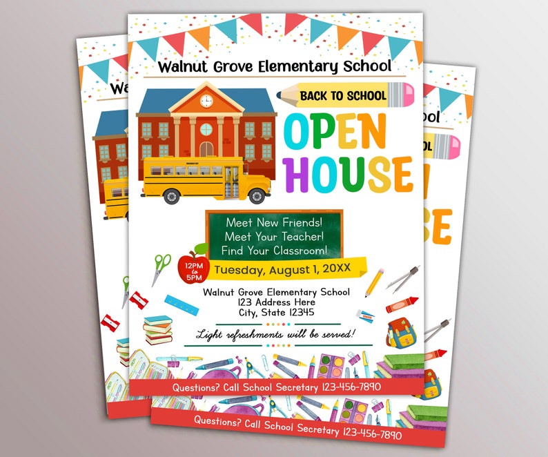 EDITABLE School Open House Flyer Template Printable Back to - Etsy