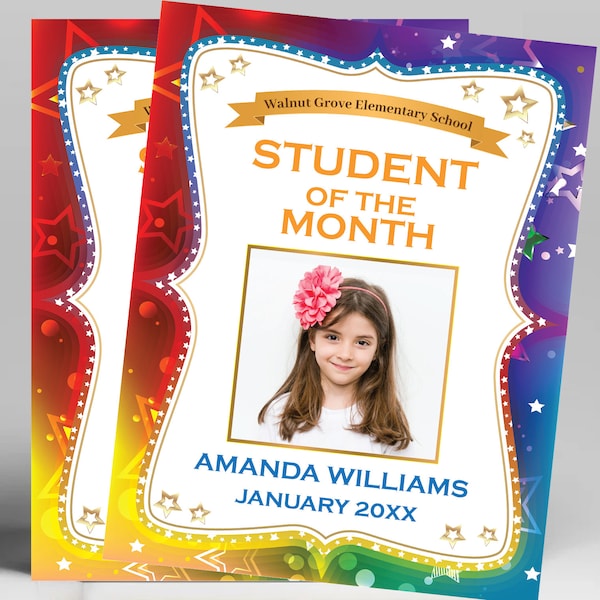 Student of the Month Award Template - Etsy