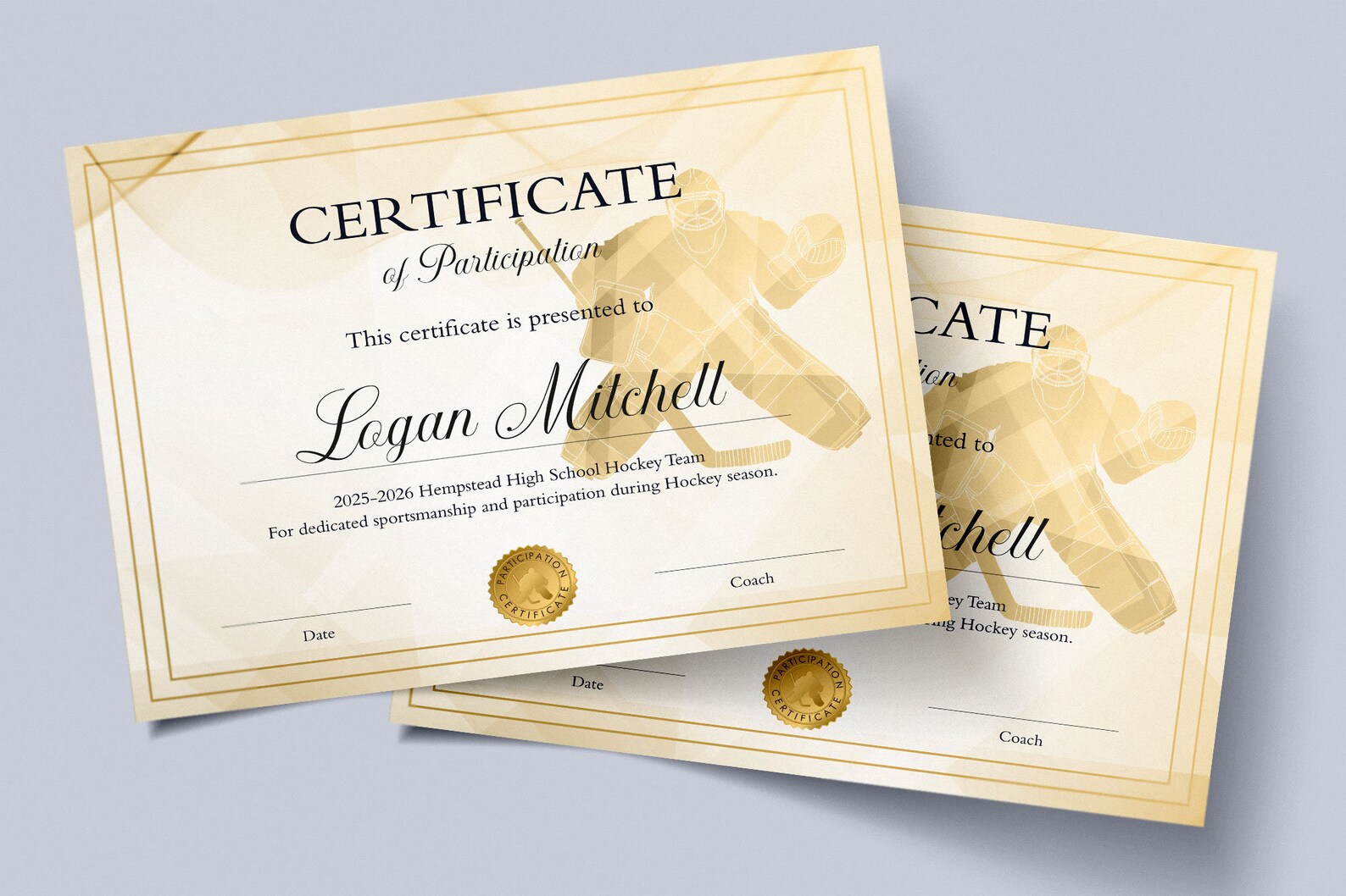 Editable Goalie Hockey Certificate Printable Goalie | Etsy