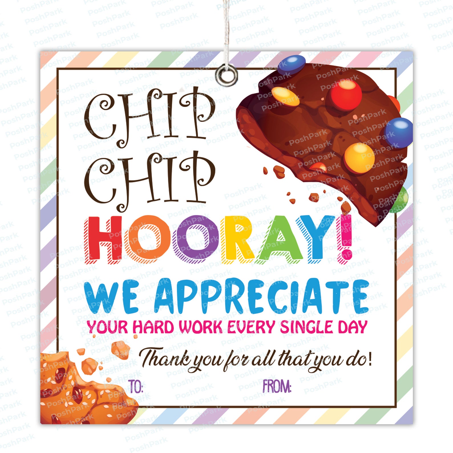 PDF Cookie Thank You Tag, Chip Chip Hooray Printable, Staff ...