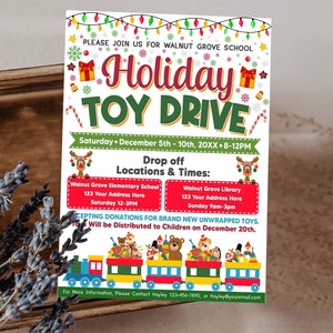 Holiday Toy Drive Flyer Template, Printable School Church Xmas ...