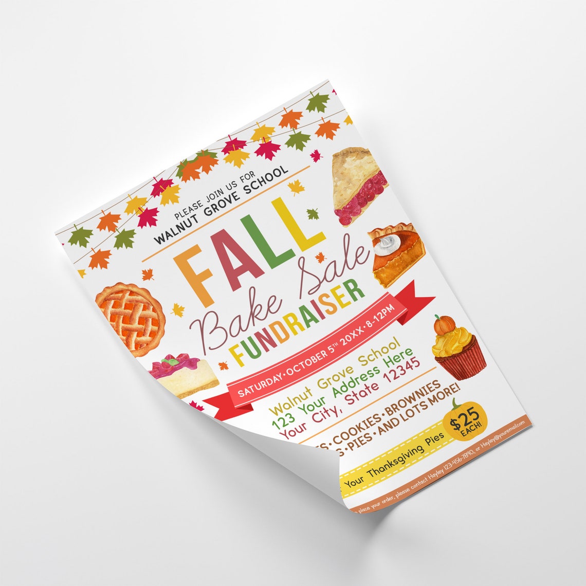 Fall Bake Sale Flyer, Festival Fall Harvest Template for Church School ...