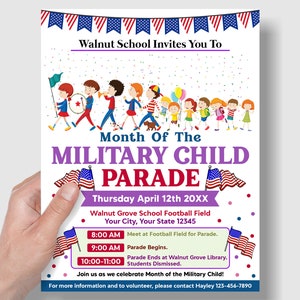 Editable Month of the Military Child Parade Flyer, PTO PTA School Flyer ...