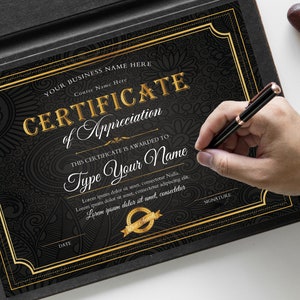 Editable Certificate of Appreciation Gold and Black, Custom Award ...