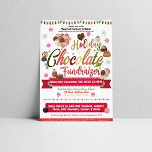 Editable Fundraiser Flyer, Christmas Chocolate Candy Holiday Flyer ...