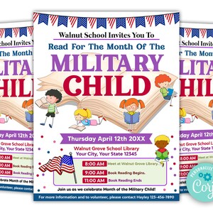 Editable Read for the Month of the Military Child Flyer, PTO PTA School ...