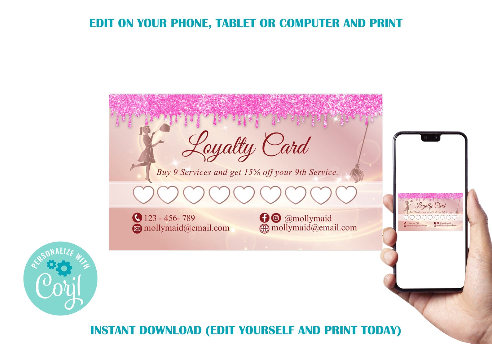 Digital Cleaning Service Loyalty Card for Cleaning Business | Cleaning ...