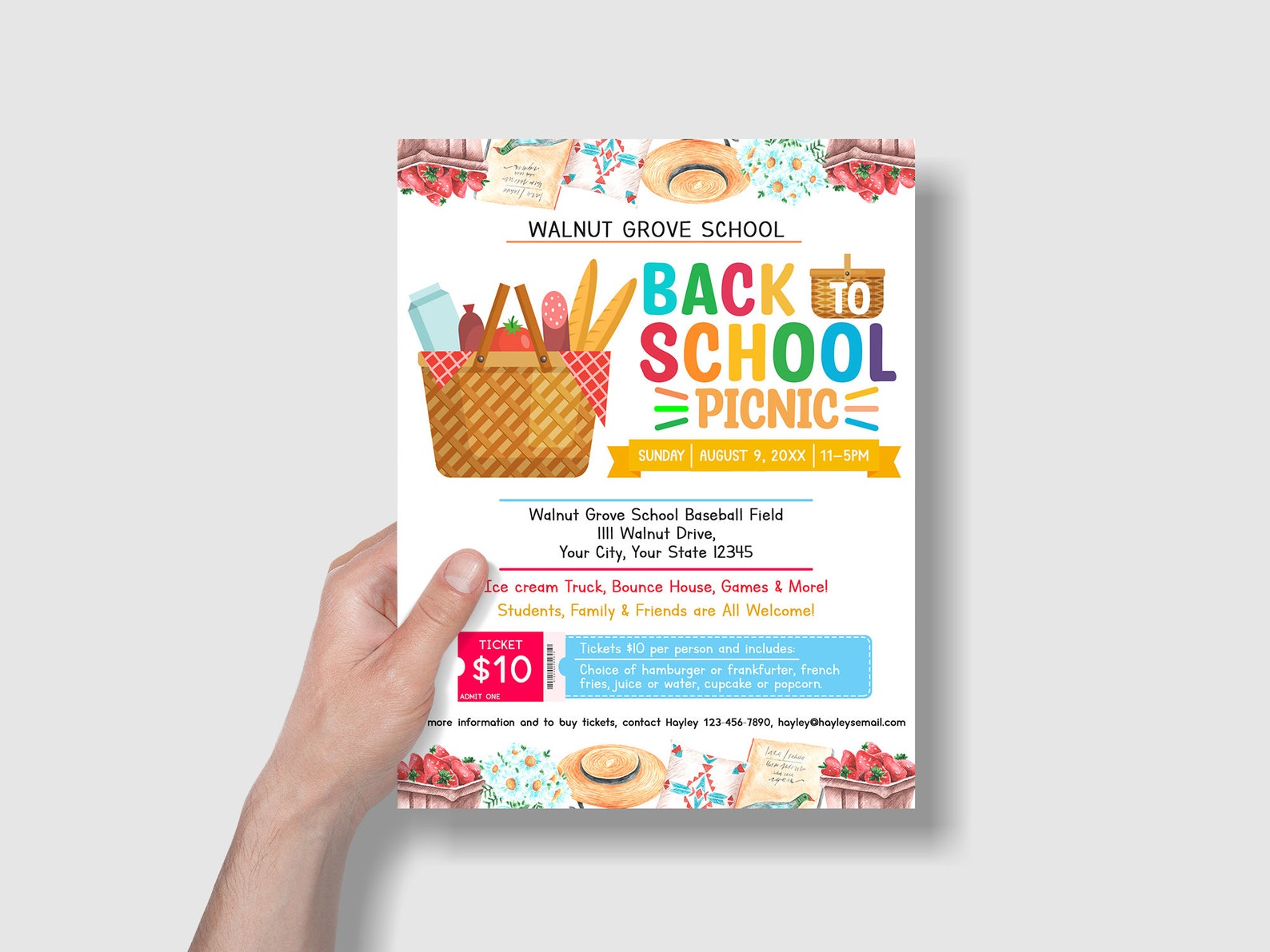 EDITABLE School Picnic Invitation Back to School Flyer Event - Etsy