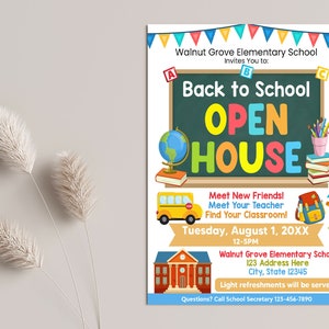 Back to School Open House Flyer Template, PTA PTO Flyer, School ...