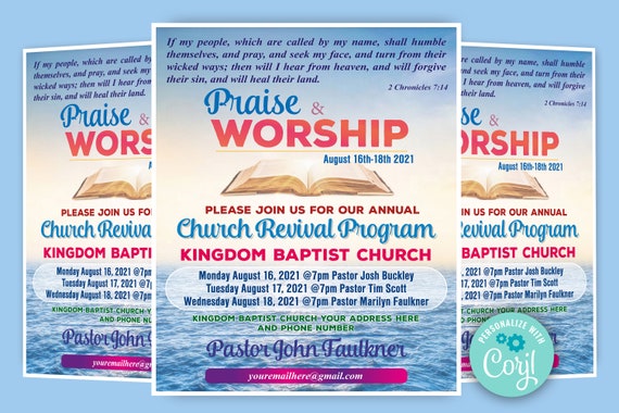 Editable Church Flyer, Printable Church Event Flyer by PoshPark | Catch ...