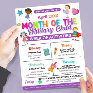 Editable Month of Military Child Week of Activities Flyer, PTO PTA ...