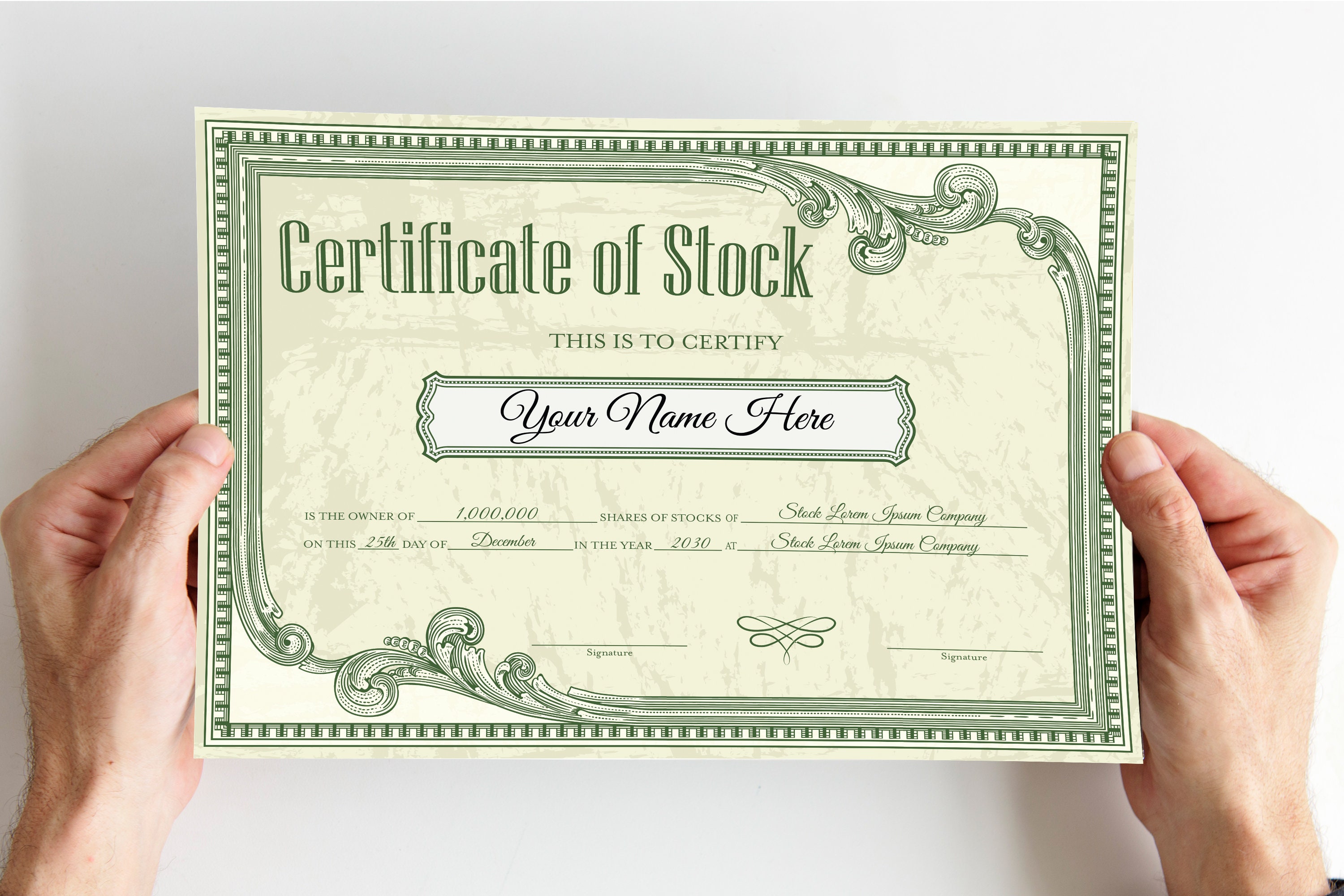 EDITABLE Stock Certificate, DIY Certificate of Stock Template, Vintage ...