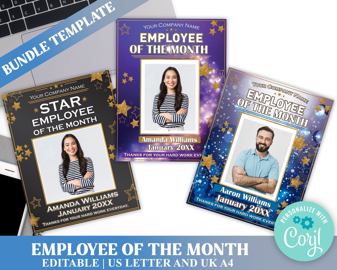 EDITABLE Star Employee of the Month Template BUNDLE | Printable ...