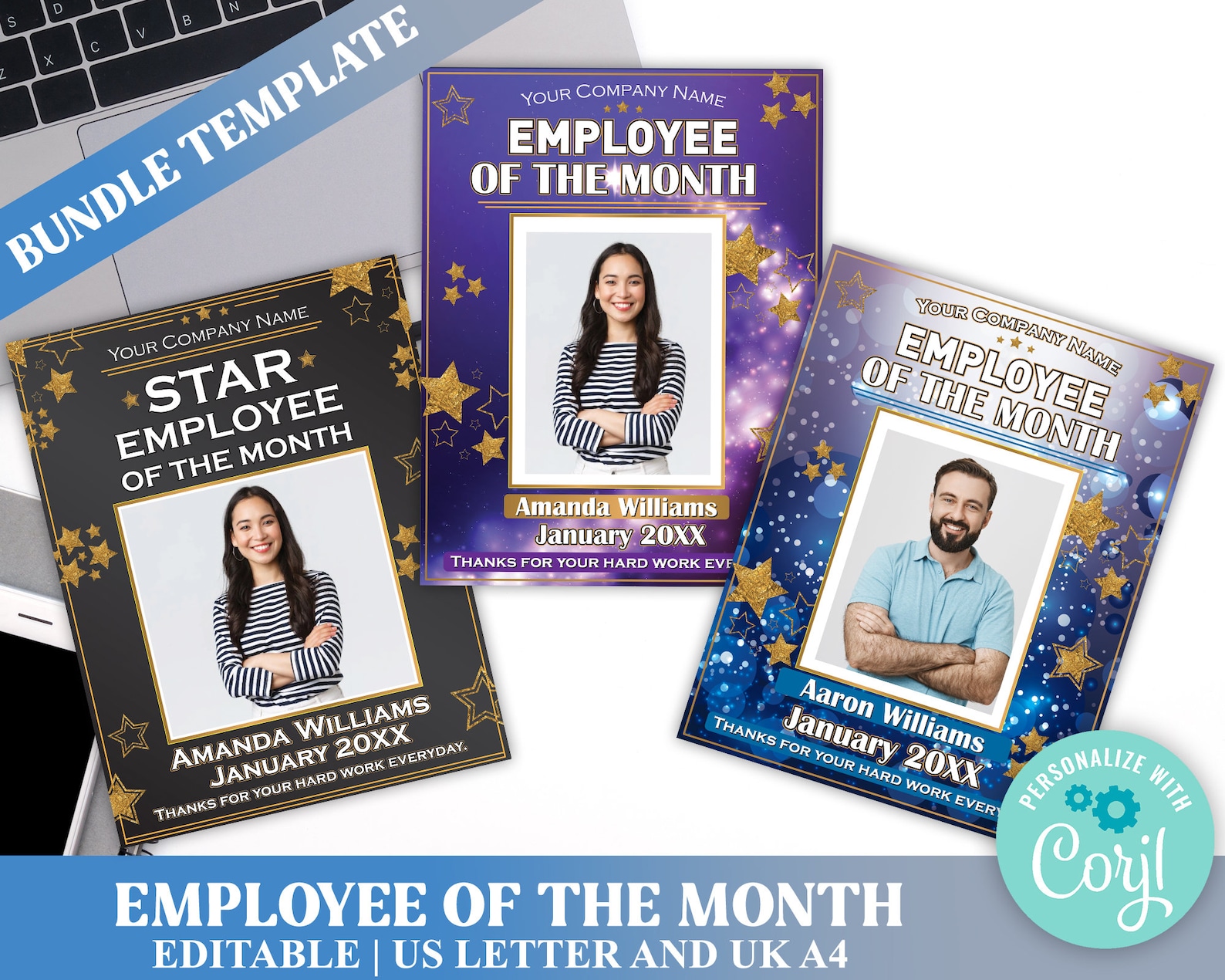 EDITABLE Star Employee of the Month Template BUNDLE - Etsy