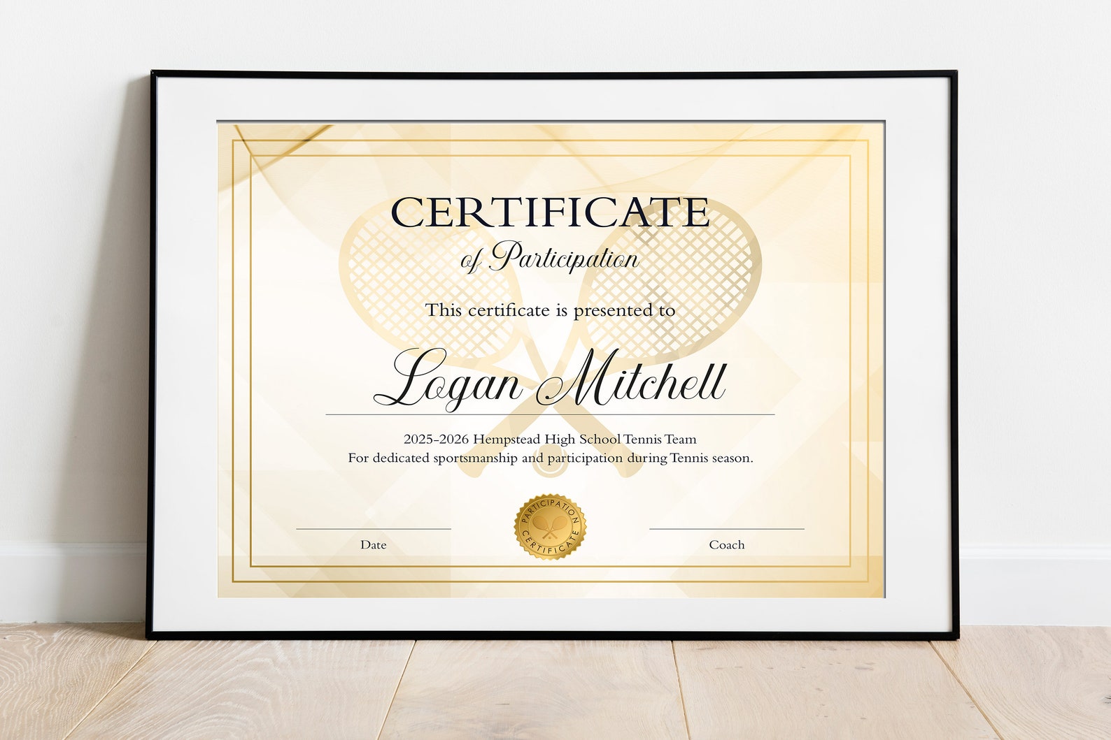 Editable Tennis Achievement Certificate, Customizable Printable Tennis ...
