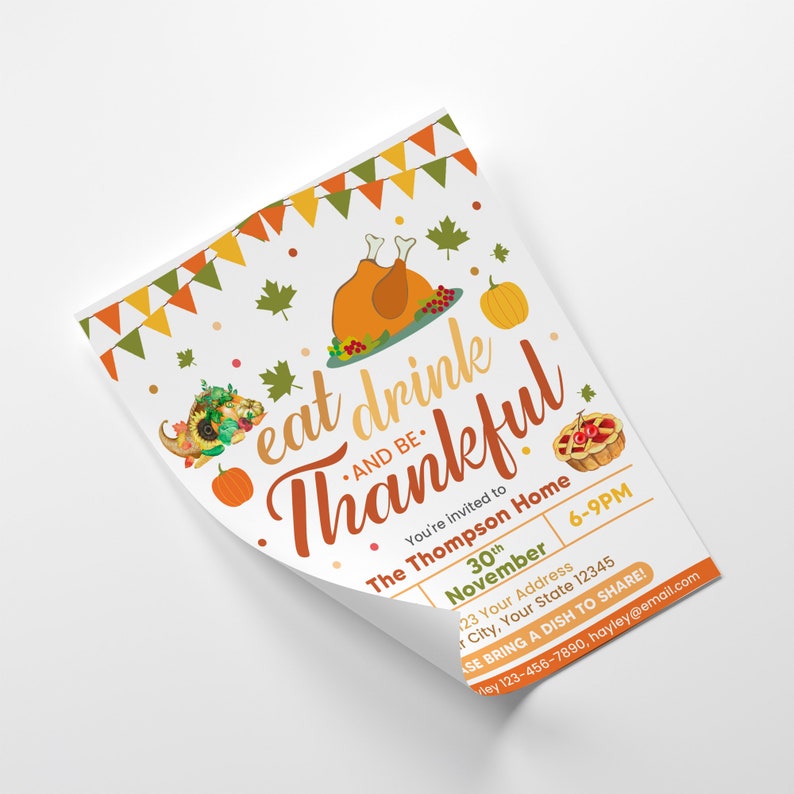 Editable Thanksgiving Invitation Friendsgiving Invite Flyer - Etsy