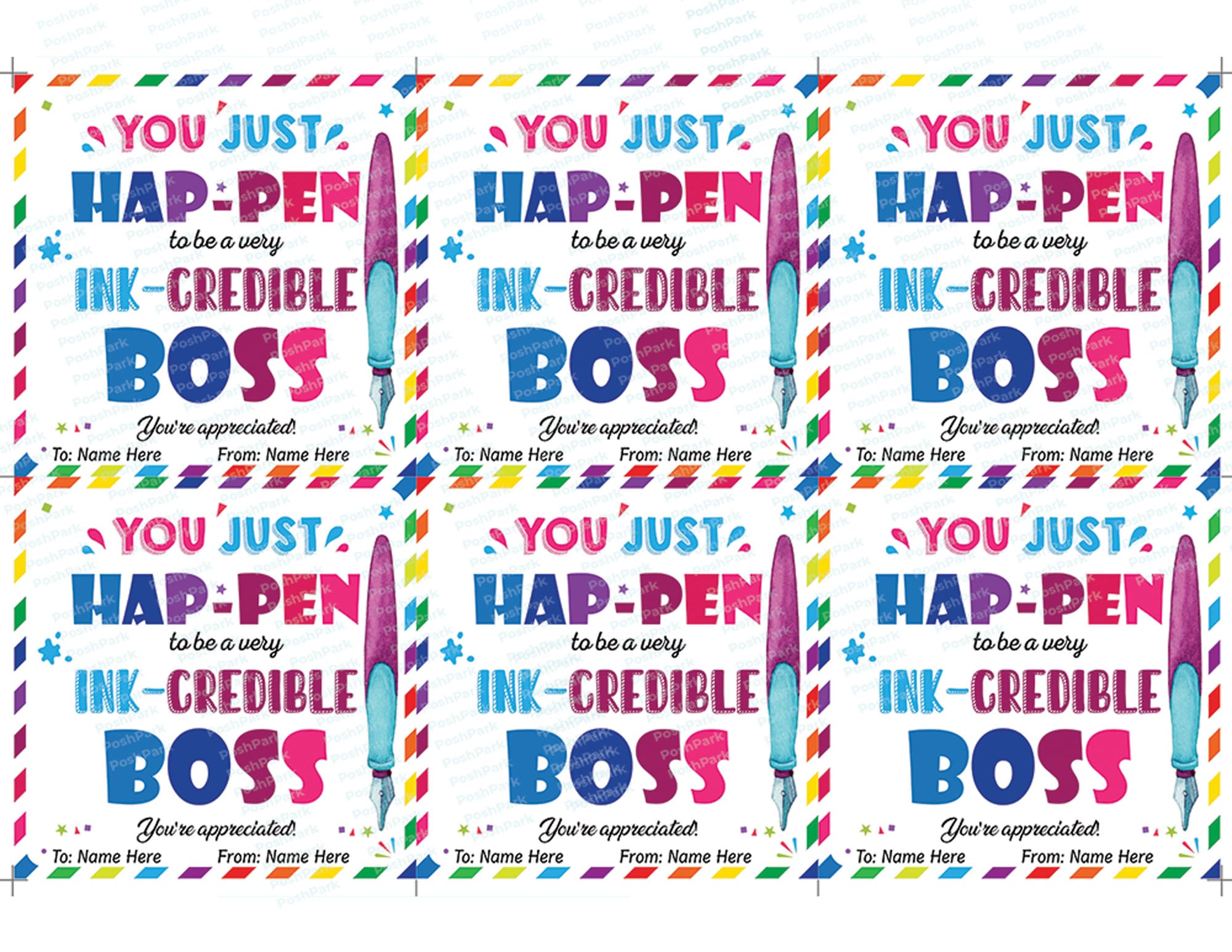 EDITABLE You Happen to Be Ink-credible Boss Gift Tags, Boss ...