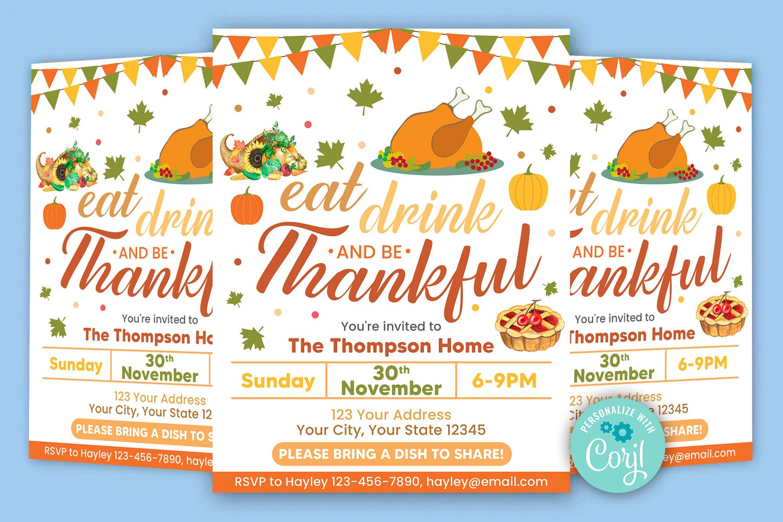 Editable Thanksgiving Invitation Friendsgiving Invite Flyer - Etsy