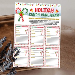Editable Candy Cane Gram Flyer Template, Holiday Candy Cane Printable ...