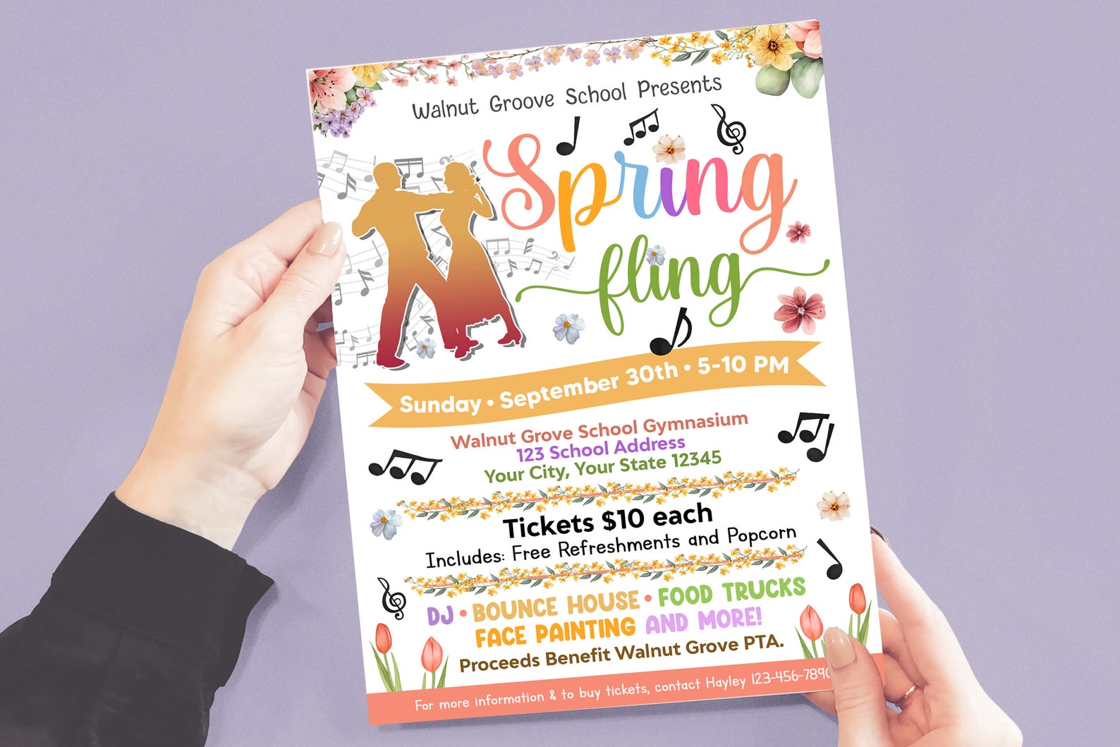 Editable Spring Fling Flyer, PTO PTA School Dance Flyer, Easter Party ...