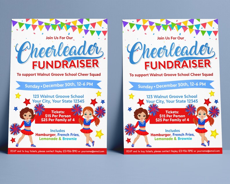 Editable Cheerleader Fundraiser Flyer School PTO PTA - Etsy