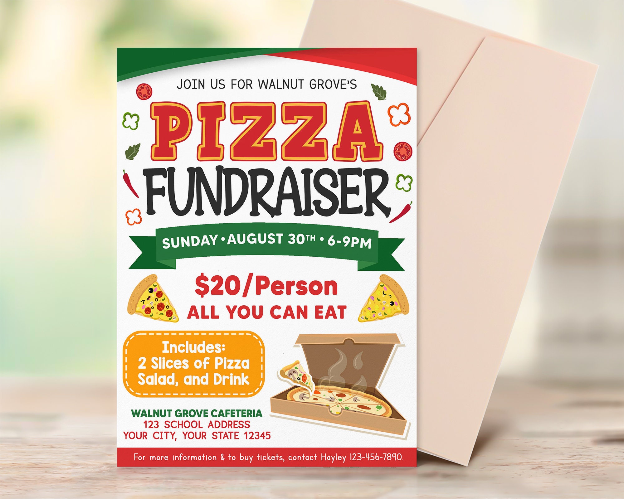 Editable Pizza Fundraiser Flyer Template, School Event Flyer Template ...