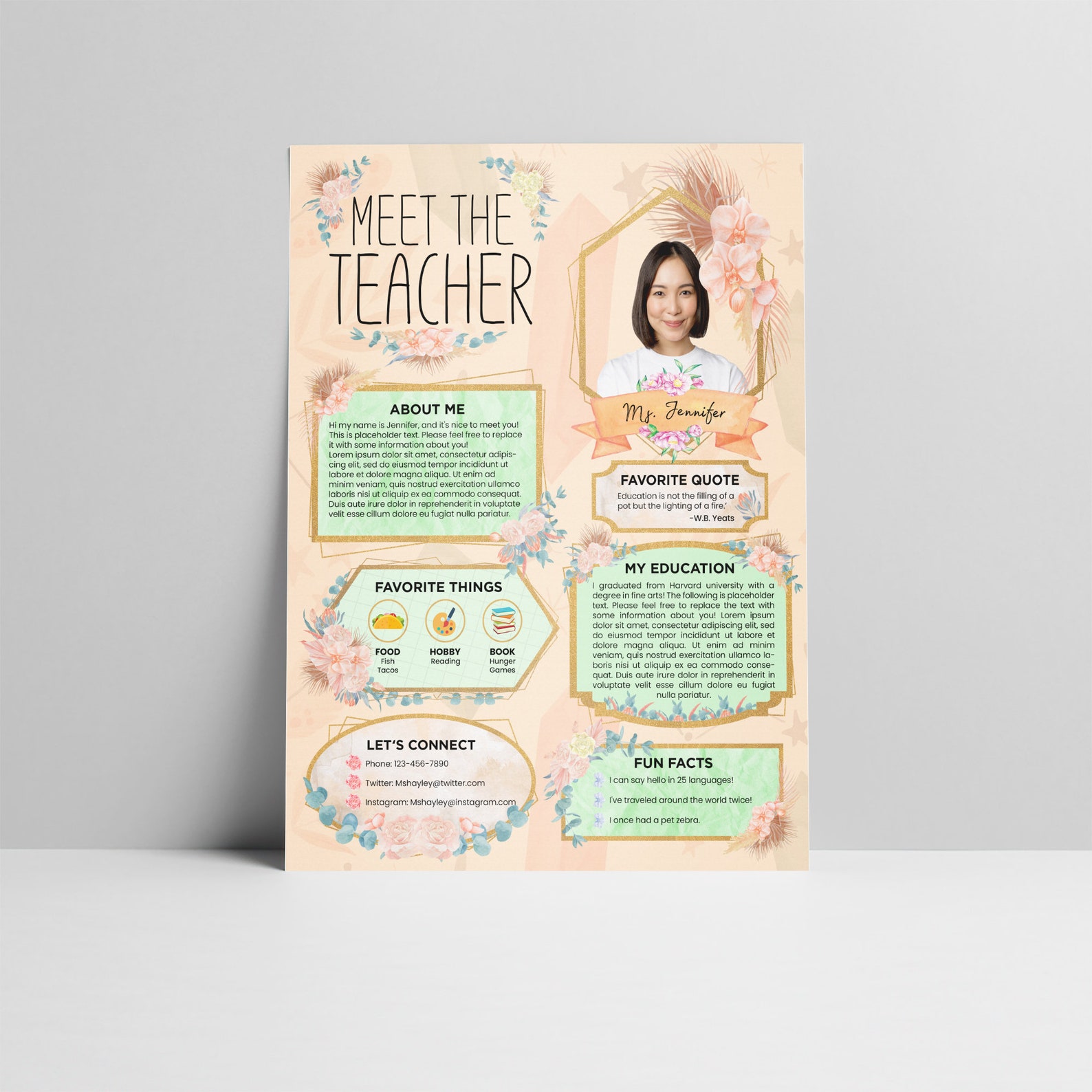 Editable Meet the Teacher Boho Template Meet the Teacher - Etsy