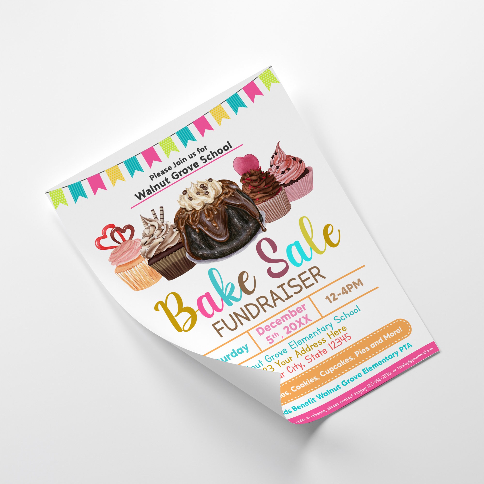 EDITABLE Bake Sale Flyer Printable PTO PTA Flyers School - Etsy