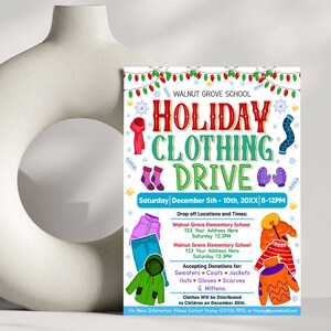 Holiday Clothing Drive Flyer, Editable PTA PTO Cold Weather Clothes ...