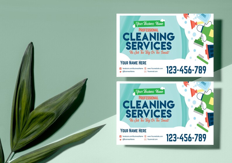 Cleaning Services Business Card Template downloadable - Etsy