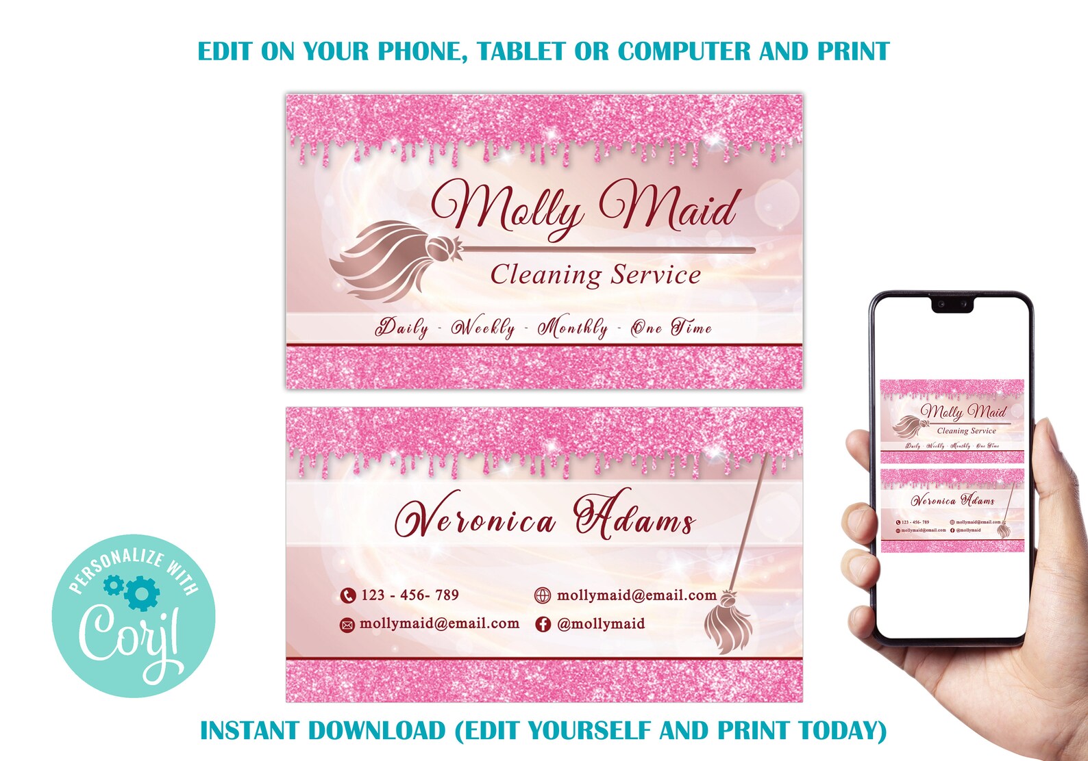 Cleaning Service Business Card Template Woman Owned Cleaning | Etsy
