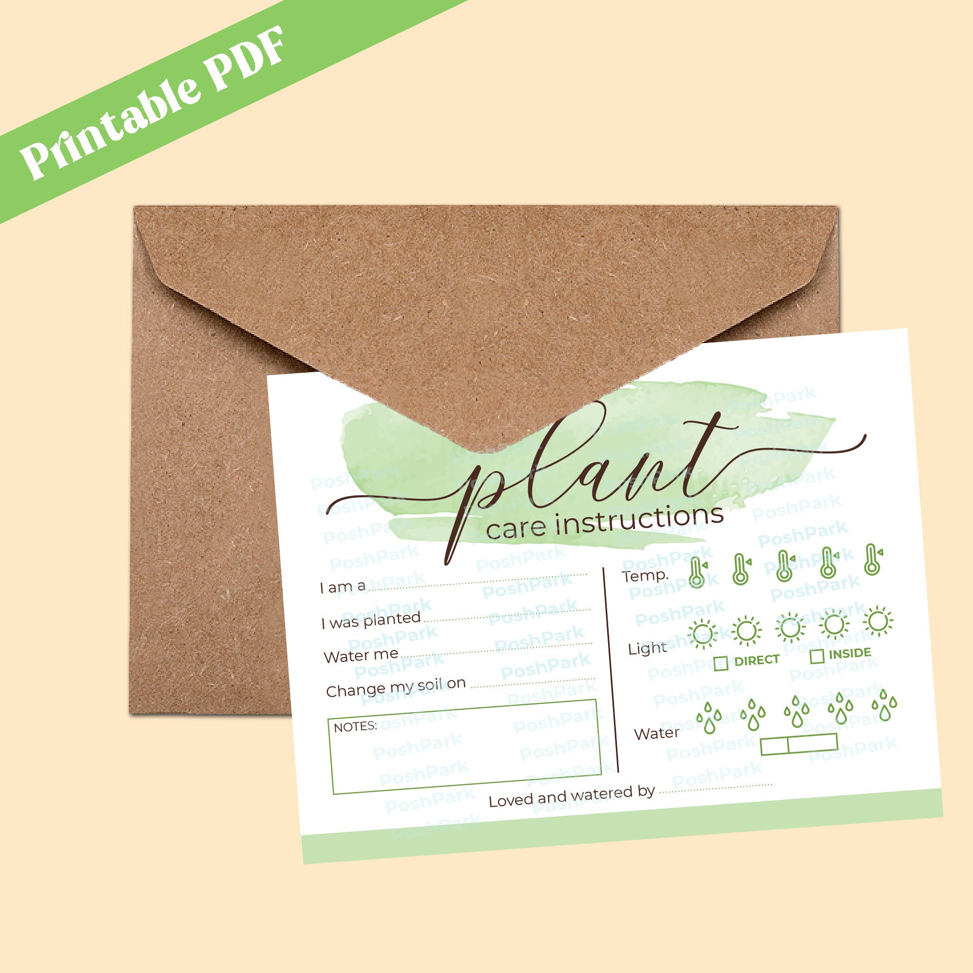 Printable PDF Plant Care Card, Plant Care Template, Multi Use Plant ...