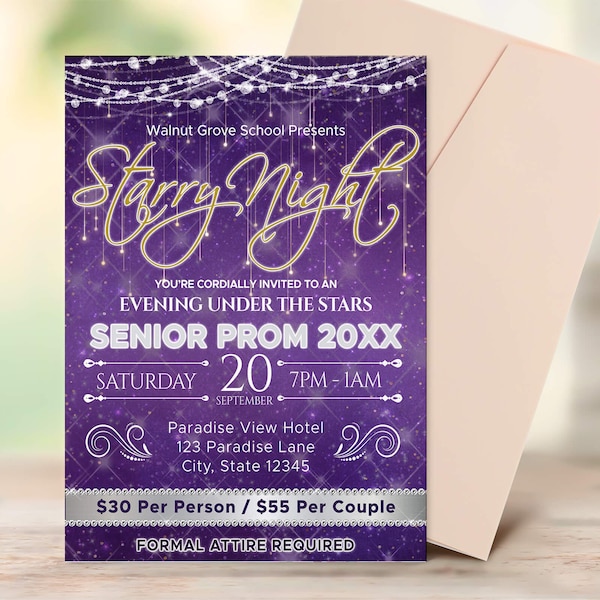 Starry Night Invitation - Etsy