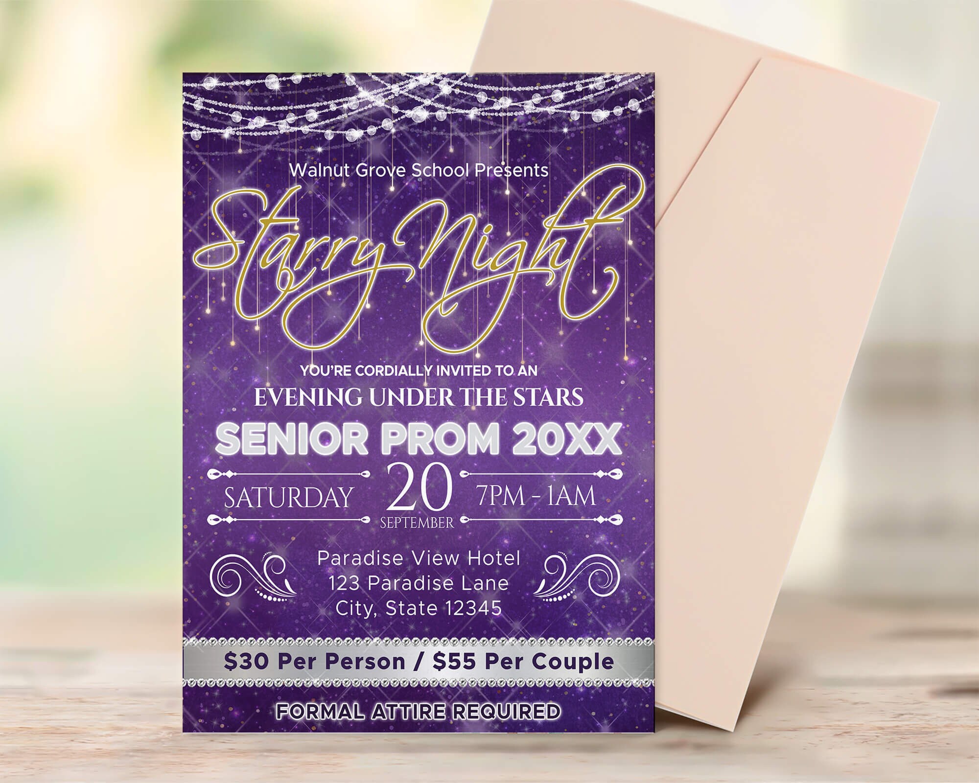 Starry Night Prom Invitation Flyer, School Dance Flyer Invite, Prom ...