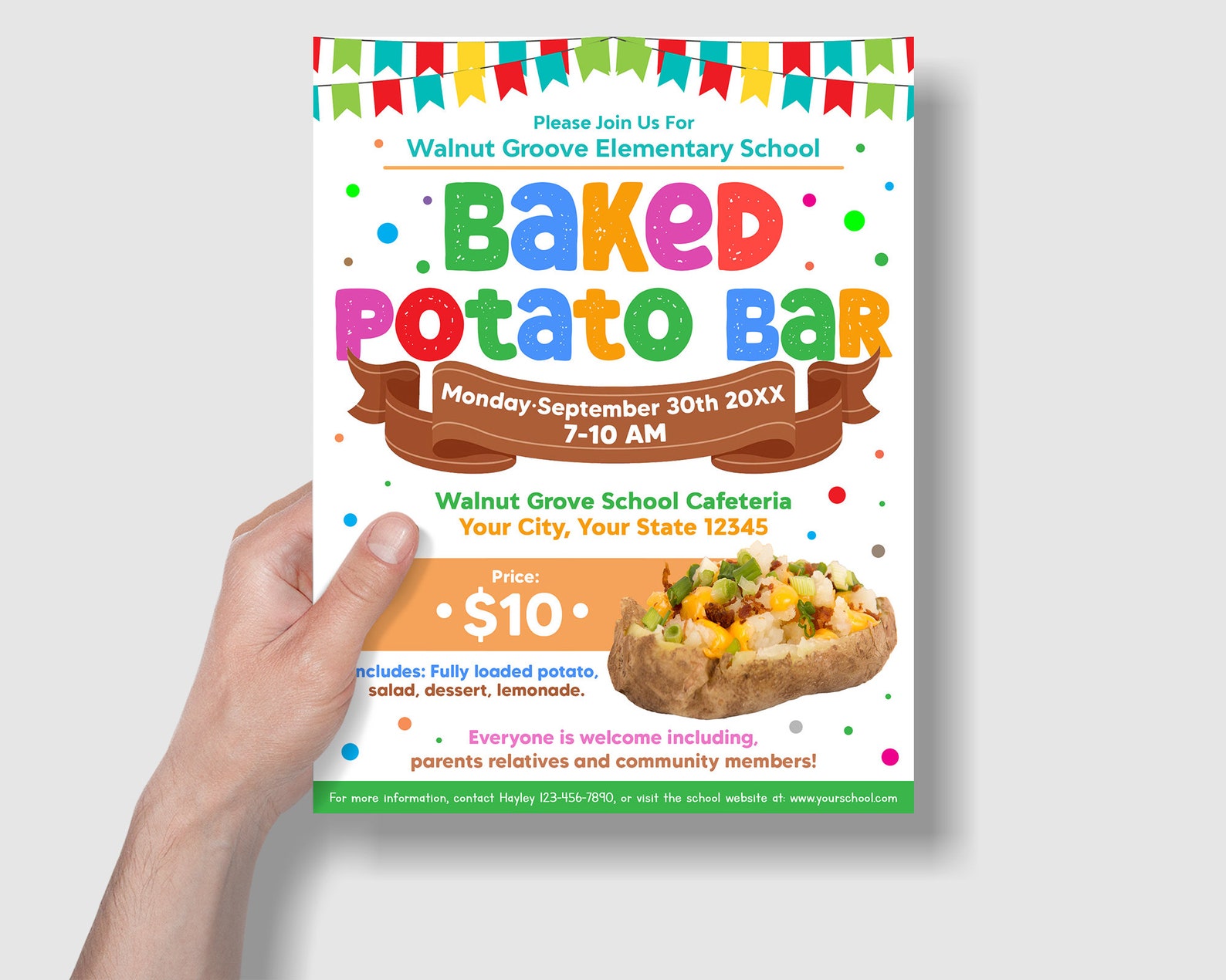Editable Baked Potato Bar Flyer, PTA PTO Fundraiser Flyer, School ...