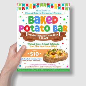 Editable Baked Potato Bar Flyer, PTA PTO Fundraiser Flyer, School ...
