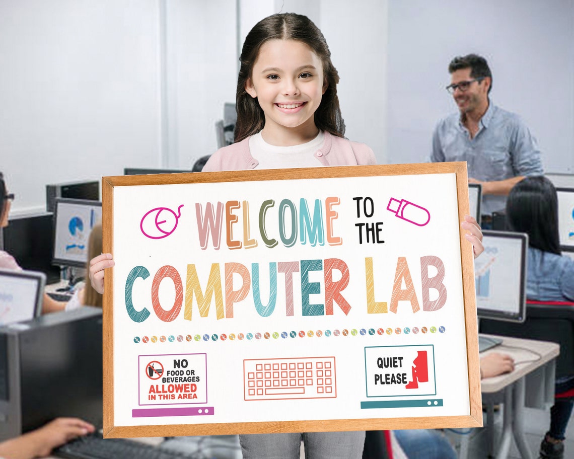 PDF Welcome to the Computer Lab Sign White Printable School - Etsy