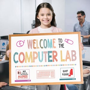 PDF Welcome to the Computer Lab Sign White, Printable School Computer ...