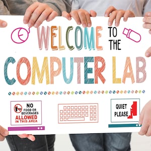 PDF Welcome to the Computer Lab Sign White, Printable School Computer ...