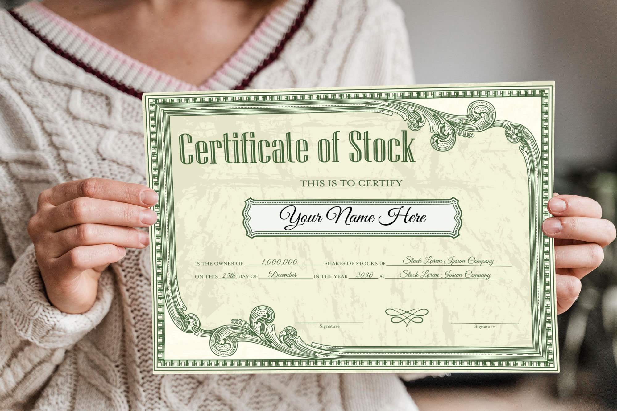 EDITABLE Stock Certificate, DIY Certificate of Stock Template, Vintage ...
