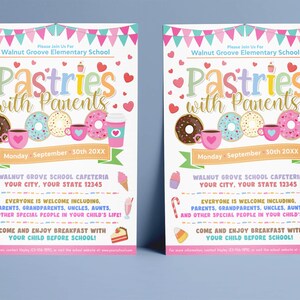 Editable Pastries With Parents Flyer, Parent Appreciation Open House ...