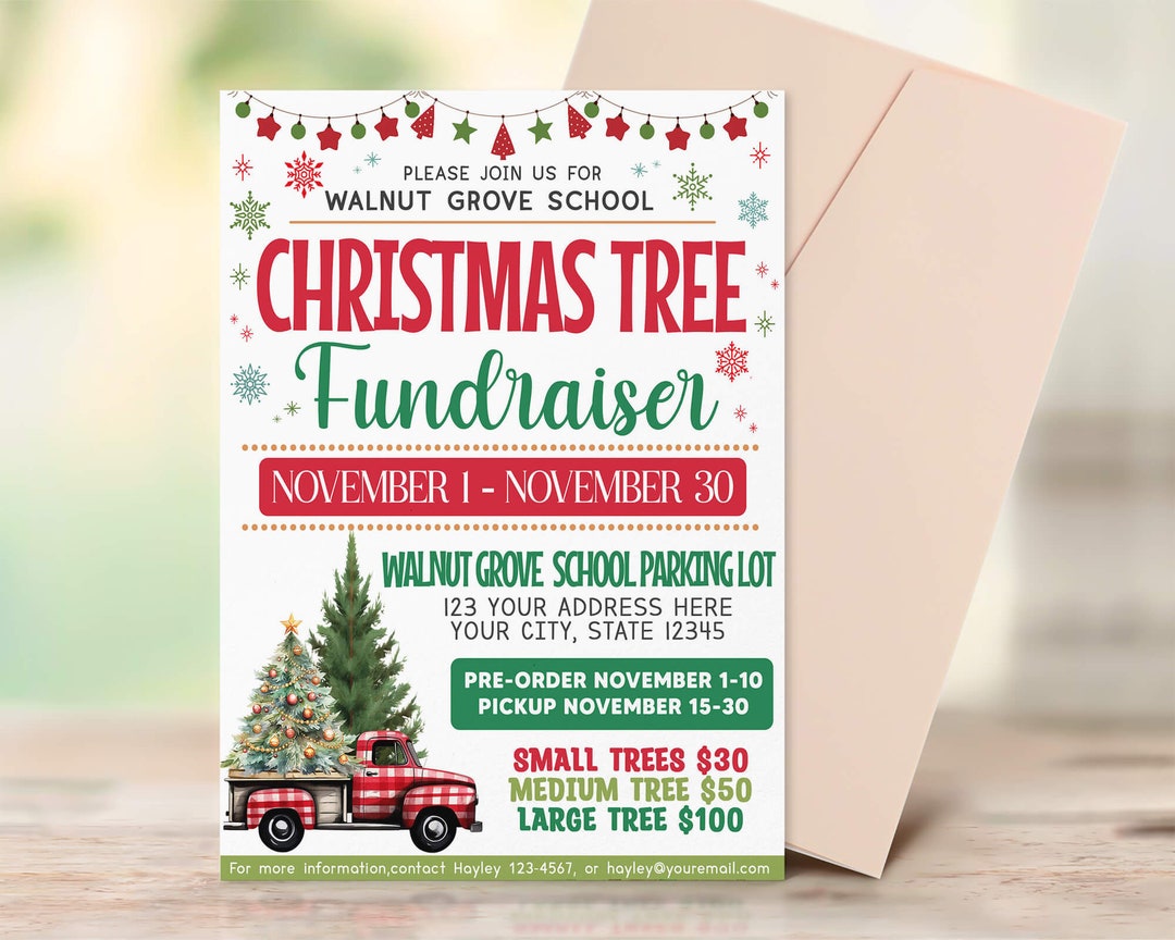 Christmas Tree Fundraiser Flyer, Christmas Tree Sale Template, Holiday ...