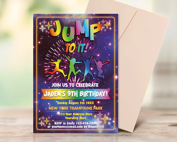 EDITABLE Trampoline Birthday Invitation Boy or Girl, Trampoline Park ...