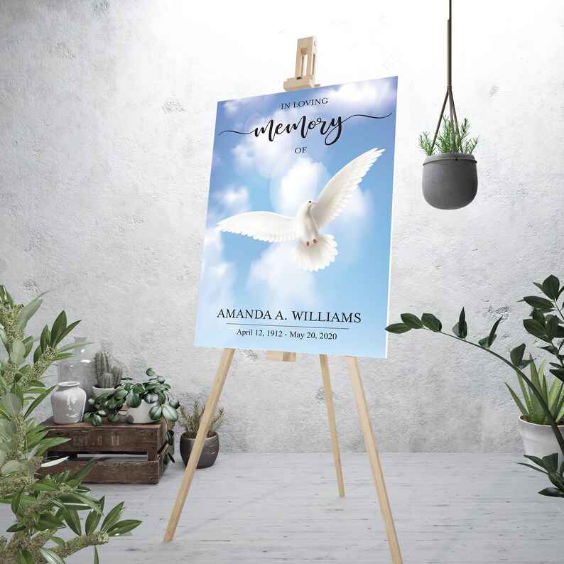 Editable Funeral Welcome Sign Template Blue Sky Dove Editable - Etsy