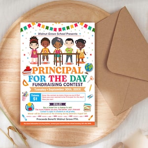 Principal for the Day Fundraising Contest Flyer, School Event Flyer ...