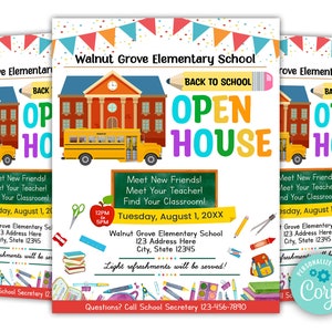 EDITABLE School Open House Flyer Template, Printable Back to School ...