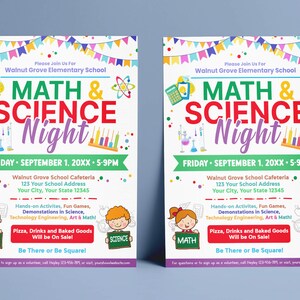 Editable Math and Science Night Flyer, PTO PTA School Flyer ...