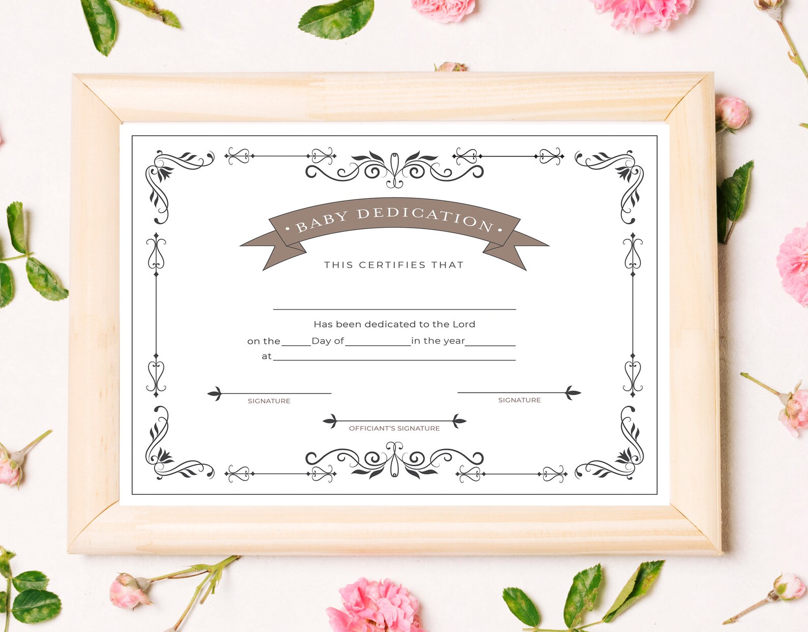 Printable Blank PDF Baby Dedication Certificate, Diy Baptism ...