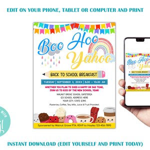 EDITABLE Boo Hoo Yahoo Back to School Breakfast Flyer, Back to School ...