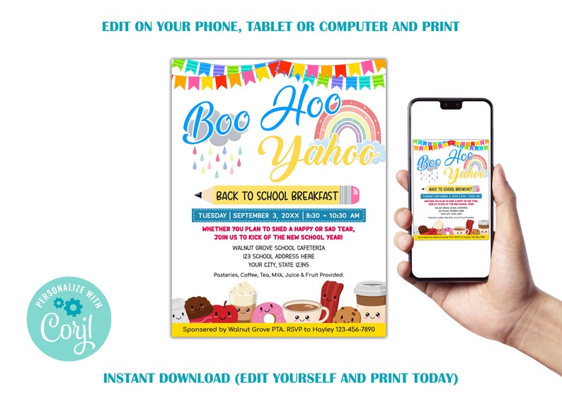 EDITABLE Boo Hoo Yahoo Back to School Breakfast Flyer Back to - Etsy